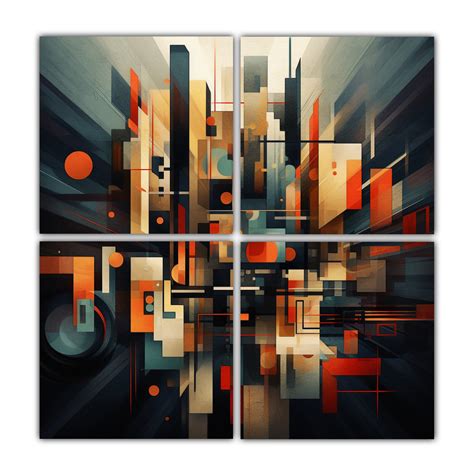 Pinturas Abstractas Geométricas Con Armonía Cromática Cuadros