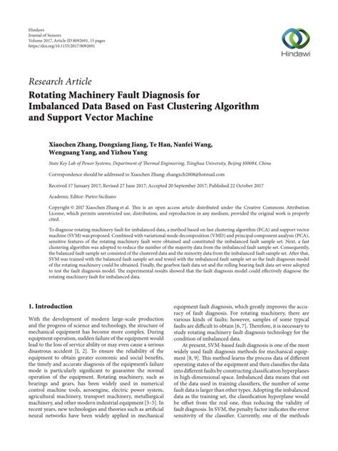 pdf rotating machinery fault diagnosis for imbalanced data based on