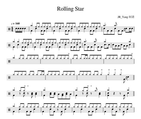 Rolling Star鼓谱 Yui Rolling Star架子鼓爵士鼓鼓谱 Jryang制谱 318曲谱