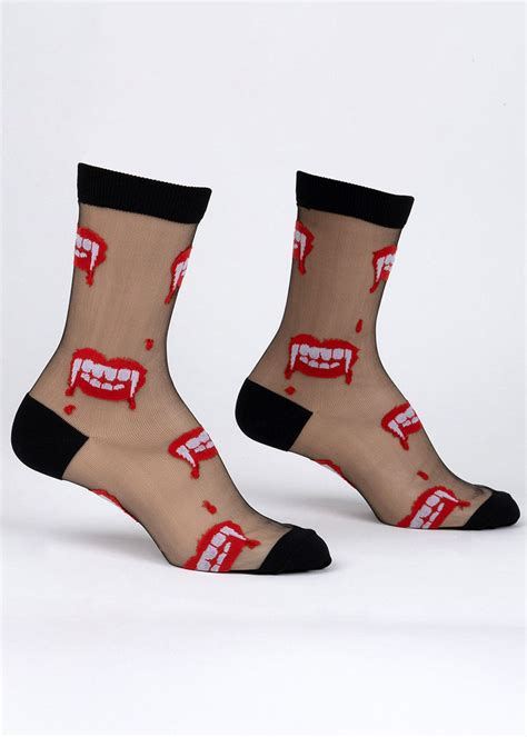 Bite Me Sheer Crew Socks Cute Gothic Vampire Socks Cute But Crazy Socks