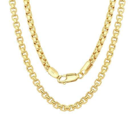 Nuragold 14k Yellow Gold 25mm Round Box Chain Venetian Link Pendant