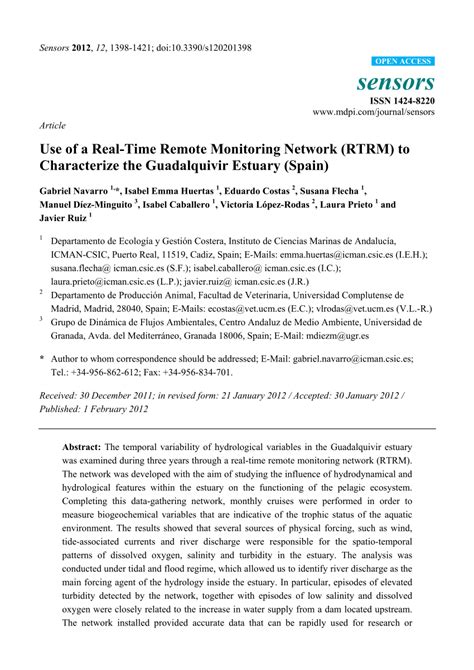 Pdf Use Of A Real Time Remote Monitoring Network Rtrm To