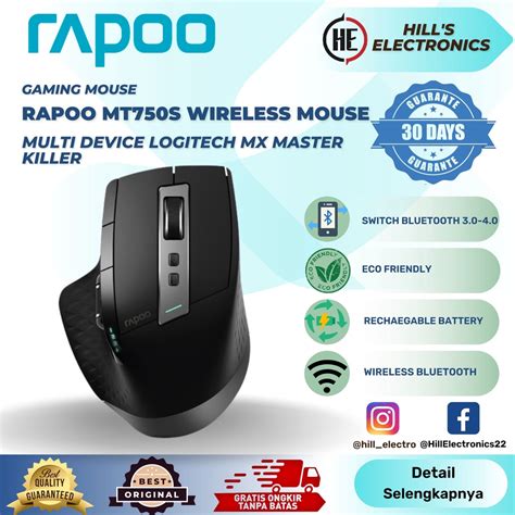 Jual Rapoo Mt750s Wireless Mouse Multi Device Logitech Mx Master Killer Mt750l Shopee Indonesia