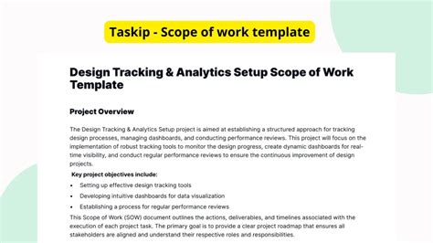 Design Tracking And Analytics Setup Scope Of Work Template Taskip