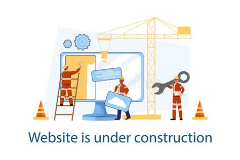Colorful Vector Error Page Template Featuring Construction Crew Working