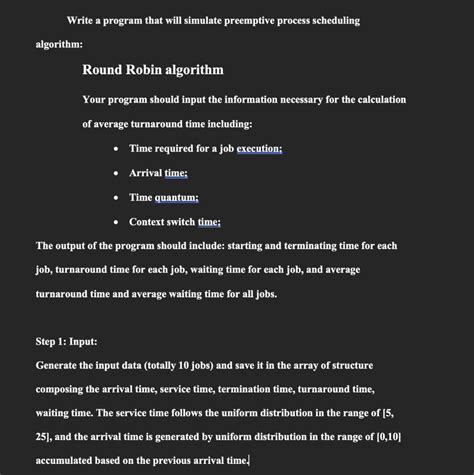 Solved Write A Program That Will Simulate Preemptive Process