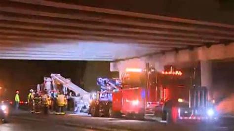 Traffic Diverted After Dump Truck Hits Overpass In Lexington Boston