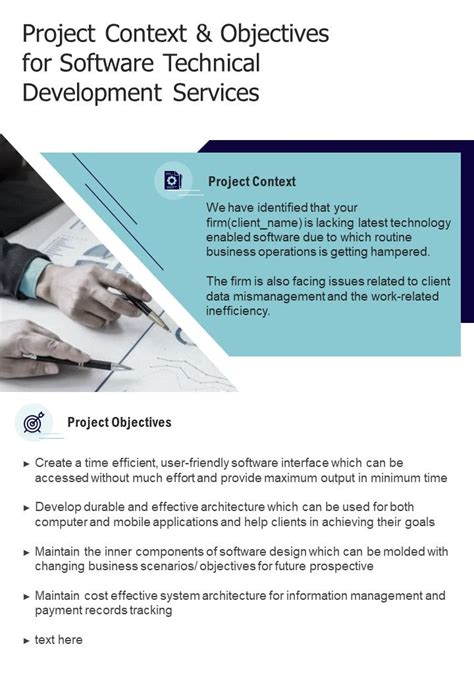 software technical development for project context and objectives one