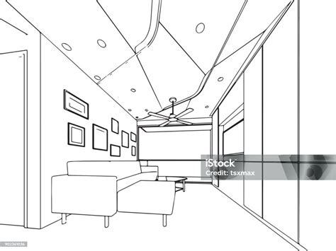 房屋內部透視圖向量圖形及更多住宅內部圖片 住宅內部 傢俱 剪裁圖 Istock