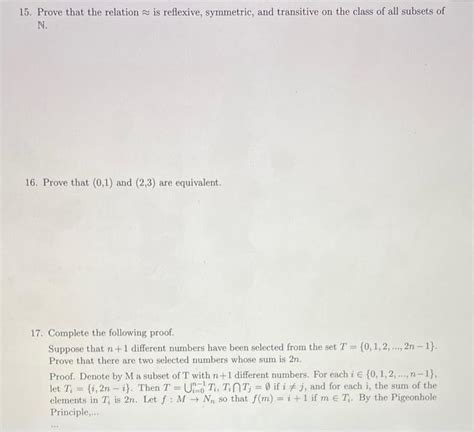 Solved 15 Prove That The Relation ≈ Is Reflexive