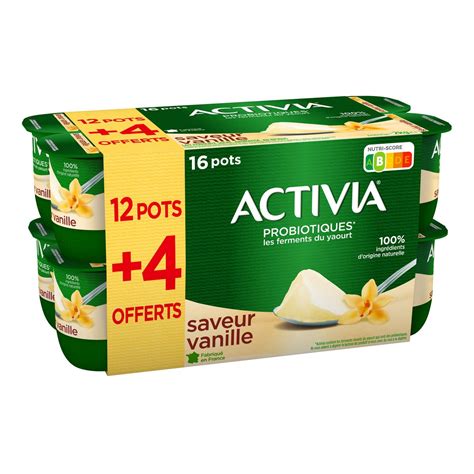 ACTIVIA Probiotiques Yaourt au bifidus à la vanille 16x125g pas cher