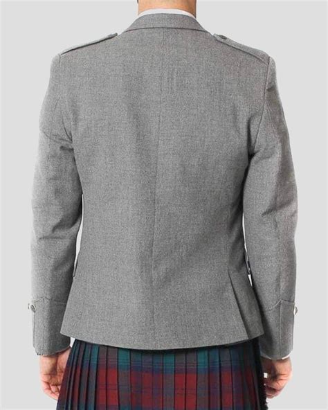 Grey Wool Argyle Kilt Jacket With Waistcoat Scotland Kilt Collectio