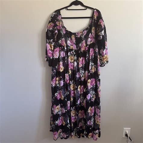 Torrid Dresses Torrid 3x Floral Smocked Maxi Dress Off Shoulder