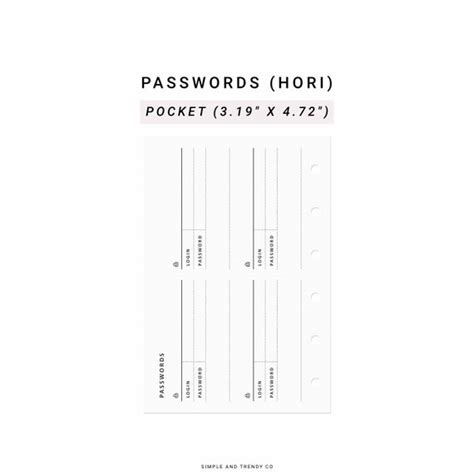 Printable Password Log Pocket Size Password Keeper Password Etsy