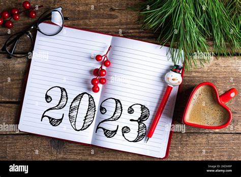New Year Resolutions 2023 On Desk 2023 Resolutions List With Notebook