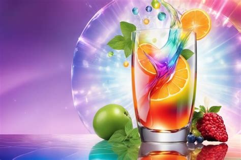 Premium Photo Fruit Juice Glass With Colorful Background