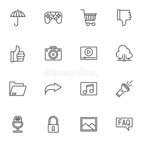 User Interface Line Icons Set Stock Illustration Illustration Of Camera Elements 293892492