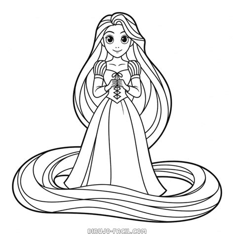 Dibujo Fácil De Rapunzel En Blanco Y Negro Dibujo Facil
