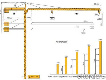 Typical Tower Crane Dimensions Base Mast Section Boom Jib