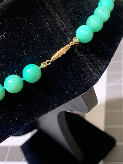 Vintage Dime Store Jade Green 9mm Glass Bead Hand Str Gem