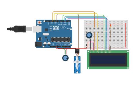 Circuit Design Ch 9 Hw 2 Potentiometer Controlled Servo With Lcd Tinkercad