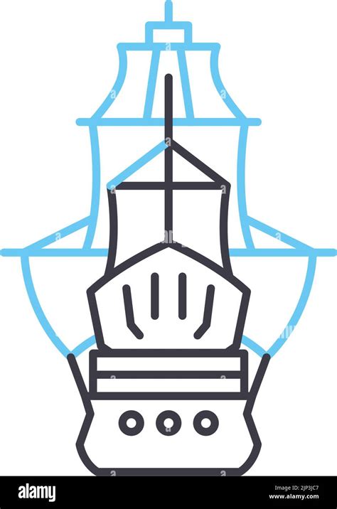 Battleship Line Icon Outline Symbol Vector Illustration Concept Sign
