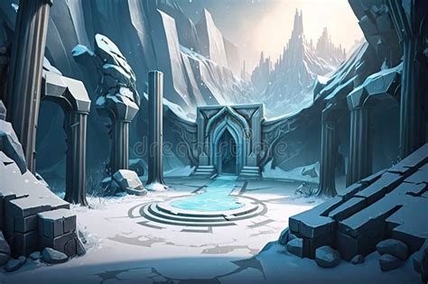 2d Ice Snow Background Environment For A Battle Arena Mobile Game Stock