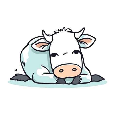 Cute Vache De Dessin Animé Illustration Vectorielle Isolée Sur Un Fond Blanc Vecteur Premium