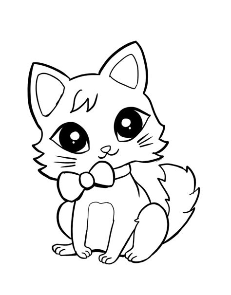 Bir yay ile Kedi Boyama Sayfası Boyama Online