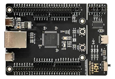 wch ch32v307 risc v development board features 8 uart ports controlled