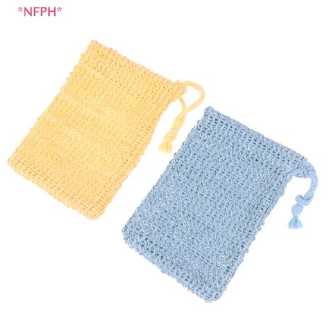 Nfph Cotton Linen Soap Saver Pouch Bar Bags Exfoliag Net Mesh For