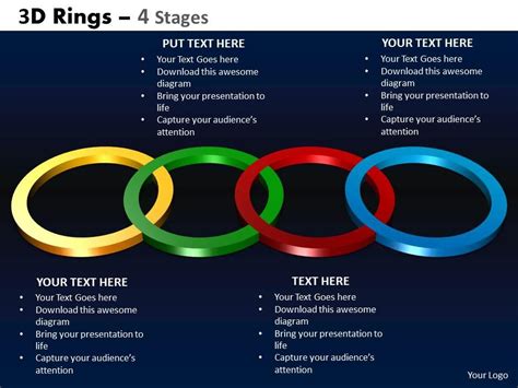 3d Rings 4 Stages Powerpoint Slides And Ppt Templates 0412 Powerpoint
