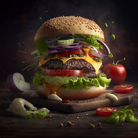 Delicious Burger Spicy Ai Generate Stock Image Image Of Wrap Chicken