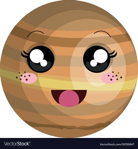 Cute Planet Venus Solar System With Funny Smiling Face Cartoon Vector