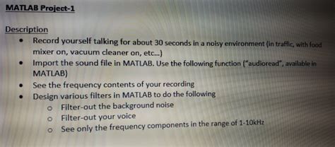 Solved MATLAB Project Description Record Yourself Talking Chegg