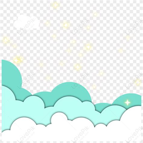 구름 일러스트 종이 컷 스타일 녹색 테두리 달 별 틀 하늘종이 절단무늬 Png 일러스트 무료 다운로드 Lovepik