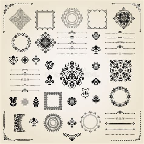 Vintage Big Set Of Classic Patterns Collection Of Graphics Stock