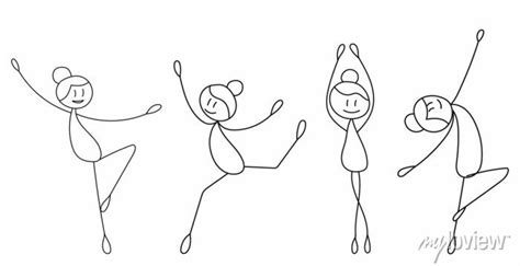 Dancing Girls Stick Figure Isolated Vector • Wall Stickers Draw