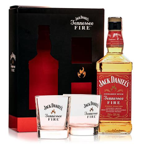 WHISKY AMERICANO JACK DANIEL S FIRE 750ML 2 VASOS Iber