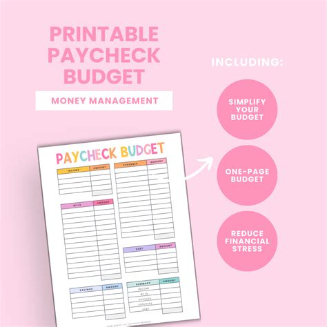 Paycheck Budget Planner Colorful Financial Tracker Printable For Easy