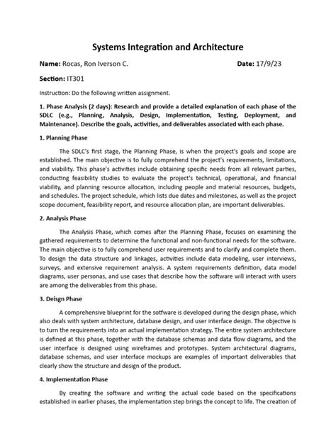 It301 Assignment In Theoretical Understanding Of Sdlc Pdf