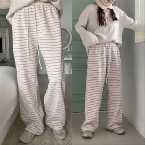 스트라이프 트레이닝팬츠 여성 기모 츄리닝바지 디키 몸빼바지