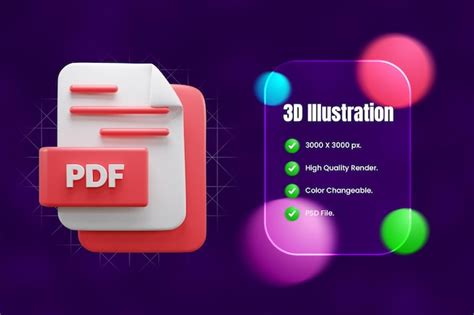 premium psd pdf file 3d icon or pdf file 3d icon illustration