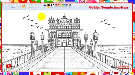 How To Draw Golden Temple Amritsar Learnbyart Youtube