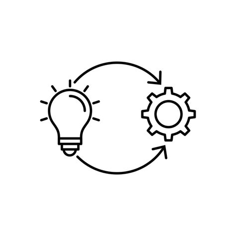 Implementation Line Icon Solution Execute Develop Configuration Cogwheel With Light Bulb