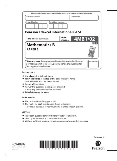 Pearson June Booklet Mark Scheme Edexcel International GCSE MB Mathematics B PAPER
