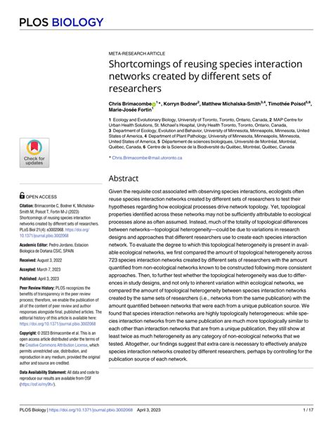 Pdf Shortcomings Of Reusing Species Interaction Networks Created By