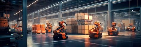 Premium Ai Image Advanced Technology And Automation In Modern Warehouses Where Robots