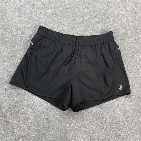 Black Pink Fila Shorts Sport Shorts With Retro Depop