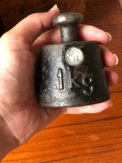 Scandinavian Cast Iron Scale Weights 1 Kg 2 Kg Midcentury Modern